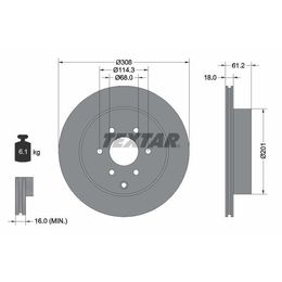 TEXTAR Bremsscheibe PRO 92296403 hinten rechts links bel&uuml;ftet 308mm f&uuml;r MERCEDES-BENZ NISSAN 4704230200 432065XA0A A4704230200