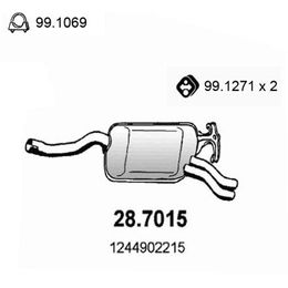 Asso Endschalld&auml;mpfer 28.7015 f&uuml;r MERCEDES-BENZ 1244902215 1244910800