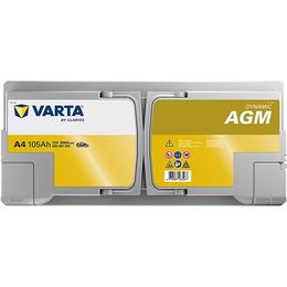 Varta Starterbatterie DYNAMIC AGM 12 V, 105 Ah, 950 A 605901095K262 12V 105Ah 950A f&uuml;r HYUNDAI VW FIAT AUDI CITRO&Euml;N IVECO MERCEDES-BENZ PORSCHE VOLVO