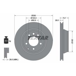 TEXTAR Bremsscheibe PRO+ 92122005 hinten rechts links bel&uuml;ftet 330mm f&uuml;r SKODA VW SEAT AUDI PORSCHE 7L8615601N 7L6615601J 95535240100