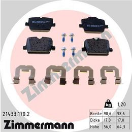 Zimmermann Bremsbelagsatz, Scheibenbremse 21433.170.2 hinten rechts links Foto entspricht Lieferumfang f&uuml;r TOYOTA BMW 34206888832 34206888831 6888832