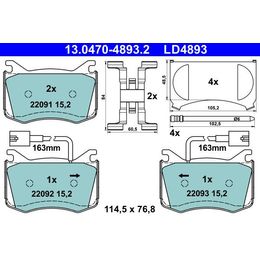 ATE Bremsbelagsatz, Scheibenbremse Ceramic 13.0470-4893.2 vorne rechts links mit Zubeh&ouml;r f&uuml;r FIAT 77367676