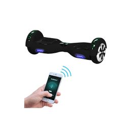 ROBWAY W1 Hoverboard f&uuml;r Erwachsene und Kinder, 6,5 Zoll, Self-Balance, Bluetooth, App, 700 Watt, LEDs (Schwarz Matt 2.0)