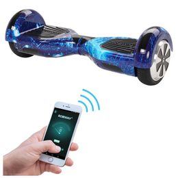 ROBWAY W1 Hoverboard f&uuml;r Erwachsene und Kinder, 6,5 Zoll, Self-Balance, Bluetooth, App, 700 Watt, LEDs (Space Blue 2.0)