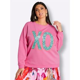 sheego loves miss goodlife Damen Sweatshirt mit Front- und R&uuml;ckenprint, altrosa-pink-bedruckt, Gr&ouml;&szlig;e 42