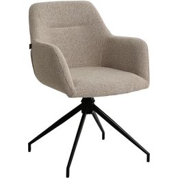 CLP Esszimmerstuhl drehbar Merlinda mit Teddystoff, 360&deg; schwenkbarer Sessel mit Armlehnen und R&uuml;ckenlehne, Polsterstuhl mit Metallgestell