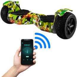 ROBWAY X2 Offroad-Hoverboard f&uuml;rs Gel&auml;nde, Erwachsene und Kinder, 8,5 Zoll, App, Bluetooth, 700 Watt (Woodland Camo 2.0, Offroad)