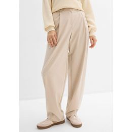 bonprix Barrel-Hose mit hohem Bund, beige, Gr.44, Barrel-Hose mit seitlichen Taschen und breiten G&uuml;rtelschlaufen, aus Viskose