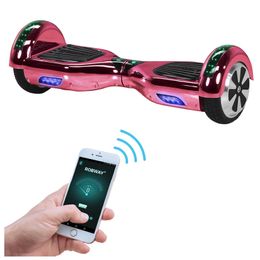 ROBWAY W1 Hoverboard f&uuml;r Erwachsene und Kinder, 6,5 Zoll, Self-Balance, Bluetooth, App, 700 Watt, LEDs (Pink Chrom 2.0)