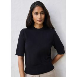 bonprix Pullover mit Seidenanteil, schwarz, Gr.40/42 (M), klassischer Pullover aus weichen Baumwoll-Seiden-Mix, 70% Baumwolle