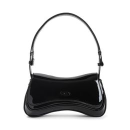Diesel Hobo Bags - Curved Black Handbag With Glossy Finish - Gr. unisize - in Schwarz - f&uuml;r Damen