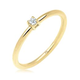 Elli Ringe - Ring Verlobungsring Diamant 0.03 ct. 375 Gelbgold - Gr. 58 MM - in Wei&szlig; - f&uuml;r Damen