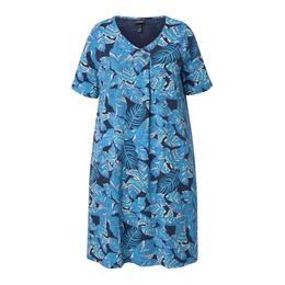 Ulla Popken Kleid Damen Gr&ouml;&szlig;e 62/64 marine / royalblau / wei&szlig; Winterkleid