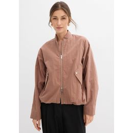bonprix Soft-Blouson, braun, Gr.44, L&auml;ssiger Blouson mit schr&auml;gen Pattentaschen mit Druckkn&ouml;pfen, 65% Baumwolle