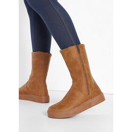 bonprix Winter Stiefel, braun, Gr.42, Winter Stiefel mit dekorativem Rei&szlig;verschluss an der Au&szlig;enseite