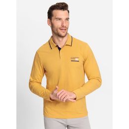 Catamaran Herren Langarm-Poloshirt aus Baumwolle, ocker, Gr&ouml;&szlig;e 44/46