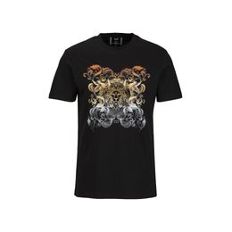 19V69 Italia T-Shirt 'Rafael New Baroque 2' Herren Gr&ouml;&szlig;e XL pastellgelb / grau / orange / schwarz