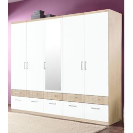 Kleiderschrank Priess, B:230cm H:193cm T:56cm, wei&szlig;, Holzwerkstoff, Schlafzimmer, Schr&auml;nke