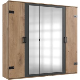 Kleiderschrank wimex, B:225cm H:210cm T:58cm, beige, Jugendzimmer, Schr&auml;nke, "Stockholm, rustikale Optik im Industrial Design, Made in Germany", mit