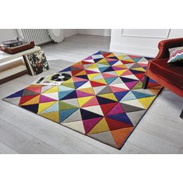 Teppich FLAIR RUGS, B:120cm H:10mm L:170cm, bunt, Kunstfaser, Wohnzimmer, Teppiche, "SAMBA", Handgeschnitzt