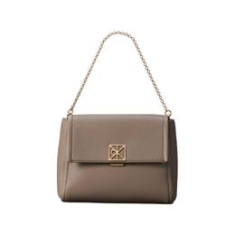 Calvin Klein Damen Umh&auml;ngetasche "EMBLEM HW PEBBLE CROSSBODY 20"desert taupe, Lederimitat, Taschen, Abendtasche, Handtasche, Schultertasche mit