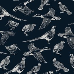 Joules Vliestapete "Hunting Birds French Navy", B/L: 0,52m x 10m, Rollen: 1, blau, Wohnzimmer, Tapeten, animal print