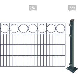 Arvotec Doppelstabmattenzaun "EASY 80 zum Aufschrauben "Ring" mit Zierleiste", H/L: 80cm x 50m, Pfosten: 26 Stk., grau, Zaunelemente, Zaunh&ouml;he 80 cm,