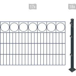 Arvotec Doppelstabmattenzaun "ESSENTIAL 80 zum Aufschrauben "Ring" mit Zierleiste", H/L: 80cm x 34m, Pfosten: 18 Stk., grau, Zaunelemente, Zaunh&ouml;he