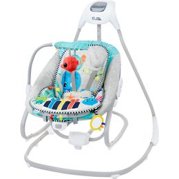 Baby Einstein Baby Babywippe "Kick to It 4-in-1 Musical Swing & Rocker", grau, Kunststoff, Metall, Stoff, Babywippen, mit Sound-Effekt