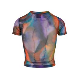 Urban Classics Damen T-Shirt "Urban Classics Damen Ladies AOP Mesh Tee"multicolorreflection, Gr. L, bedruckt, 95% Polyester, 5% Elasthan, Shirts