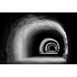 papermoon Fototapete "Tunnel Schwarz & Wei&szlig;", B/L: 5m x 2,8m, Bahnen: 10 Stk., schwarz, Schlafzimmer, Tapeten