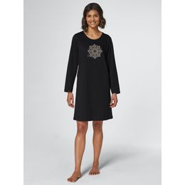 Comtessa Damen Sleepshirt "Sleepshirt", Gr. 40, schwarz, 100% Baumwolle, bedruckt, gemustert, unifarben, Kleider