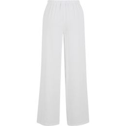Urban Classics Damen Stoffhose "Urban Classics Ladies Structured Wideleg Pants", wei&szlig;, Gr. XL, unifarben, 85% Viskose, 15% Polyimid, Hosen