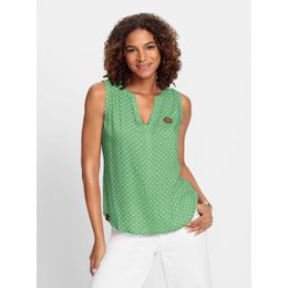 Casual Looks Damen Blusentop, gr&uuml;n, Gr. 54, gemustert, mehrfarbig, 100% Viskose, Blusen