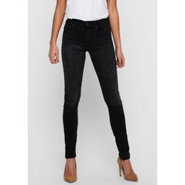Only Damen Skinny-fit-Jeans "ONLBLUSH LIFE MID", schwarz, Gr. L, Abriebeffekte, Denim/Jeans, Obermaterial: 92% Baumwolle, 6% Elastomultiester, 2%