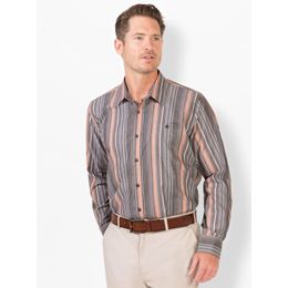 Marco Donati Herren Langarmhemd, orange, Gr. 41, gemustert, gestreift, mehrfarbig, 100% Baumwolle, Hemden