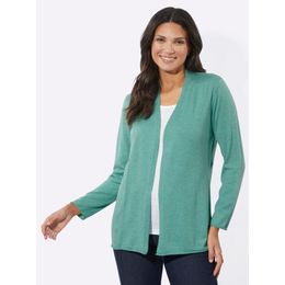 Classic Basics Damen Strickjacke, gr&uuml;n, Gr. 50, meliert, 40% Viskose, 30% Polyamid, 25% Polyester, 5% Kaschmir, Strickjacken