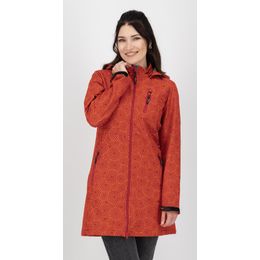 DEPROC Active Damen Softshelljacke "SHELBY LONG", rot, Gr. 52, Softshell, 100% Polyester, Jacken, leichter Softshell Kurzmantel mit abnehmbarer Kapuze