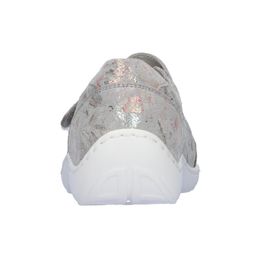 Waldl&auml;ufer WALDL&Auml;UFER Damen Riemchenballerina "HENNI", Gr. 4,5, grau, Veloursleder, metallic, Schuhe, Keilabsatz, Halbschuh, Komfortschuh mit Perforation, Weite