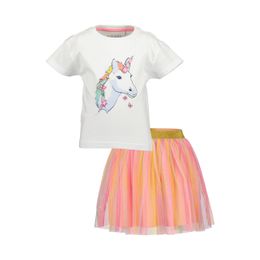 Blue Seven M&auml;dchen T-Shirt "M&auml;dchen Set mit T-Shirt und T&uuml;llrock", wei&szlig;, Gr. 128, 100% Baumwolle, Shirts