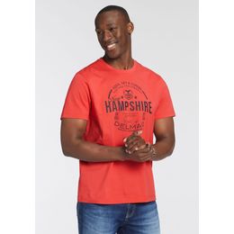 DELMAO Herren T-Shirt, rot, Gr. L, bedruckt, Single Jersey, Obermaterial: 100% Baumwolle, Shirts, Kurzarm, l&auml;ssige Passform, mit peppigem Print, aus