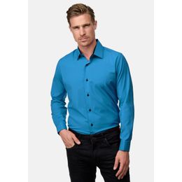 Rusty Neal Herren Langarmhemd, blau, Gr. XL, unifarben, 60% Baumwolle, 37% Polyester, 3% Elasthan, Hemden, mit trendigem Farbkontrast