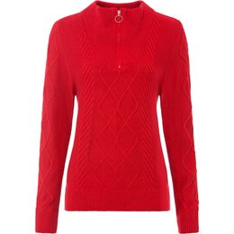 bonprix Damen Troyer, rot, Gr. 40, Obermaterial: 100% Polyacryl, Pullover, aus Polyacryl, mit Rei&szlig;verschluss, &uuml;berschnittene Schulter