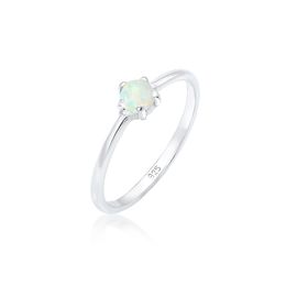 Elli Damen Fingerring "Silberring mit synth. Opal rund 925er Silber", 58mm,mit Steinen, Silber 925 (Sterlingsilber), 1mm, silber, Silber 925