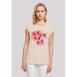 F4NT4STIC Damen T-Shirt "Weihnachten Retro Song Tapes Pink", wei&szlig;, Gr. L, Obermaterial: 100% Baumwolle, Shirts, Premium Qualit&auml;t,