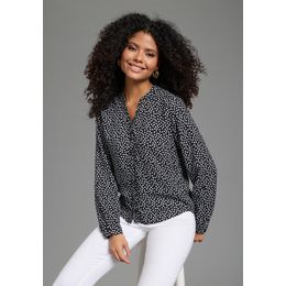 AJC Damen Hemdbluseschwarz with dots, Gr. 36, gepunktet, Web, Obermaterial: 100% Viskose, Blusen, aus weich flie&szlig;ender Viskose