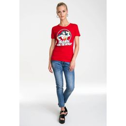 logoshirt Damen T-Shirt "Wonder Woman - DC Comics", rot, Gr. L, bedruckt, 100% Baumwolle, Shirts, mit lizenziertem Originaldesign