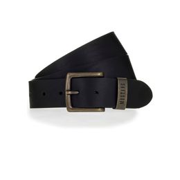 Mustang Herren Lederg&uuml;rtel, schwarz, Gr. 85, unifarben, Rindsleder, G&uuml;rtel, aus Rindsleder, mit schlichter Dornschlie&szlig;e in mattem Gold, unifarben