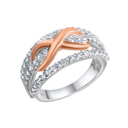 ZEEme Damen Fingerring "Silber 925 zweifarbig mit Unendlichkeits-Motiv", 052 (16,6), Silber 925 (Sterlingsilber), wei&szlig;, Silber 925 (Sterlingsilber),