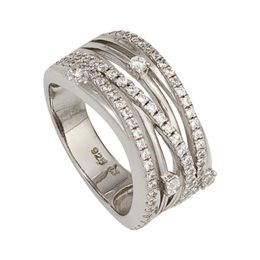 Jobo Damen Silberring, 62, Silber 925 (Sterlingsilber), silber, Silber 925 (Sterlingsilber), Fingerringe, breit 925 Silber mit 78 Zirkonia